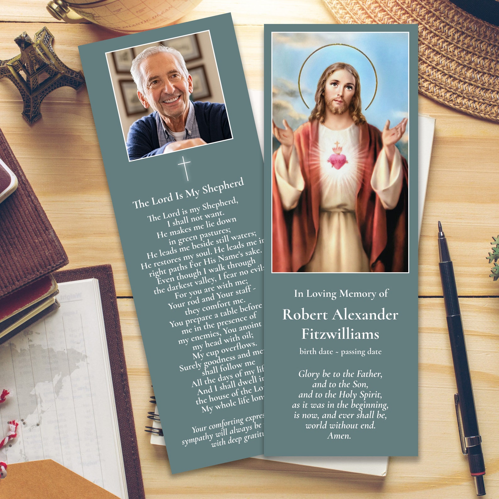 Funeral Bookmark Template Printable Celebration of Life - Etsy