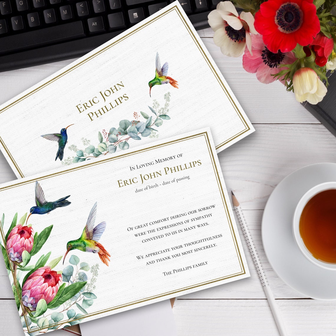 Funeral Thank You Card Template Funeral Cards Funeral - Etsy