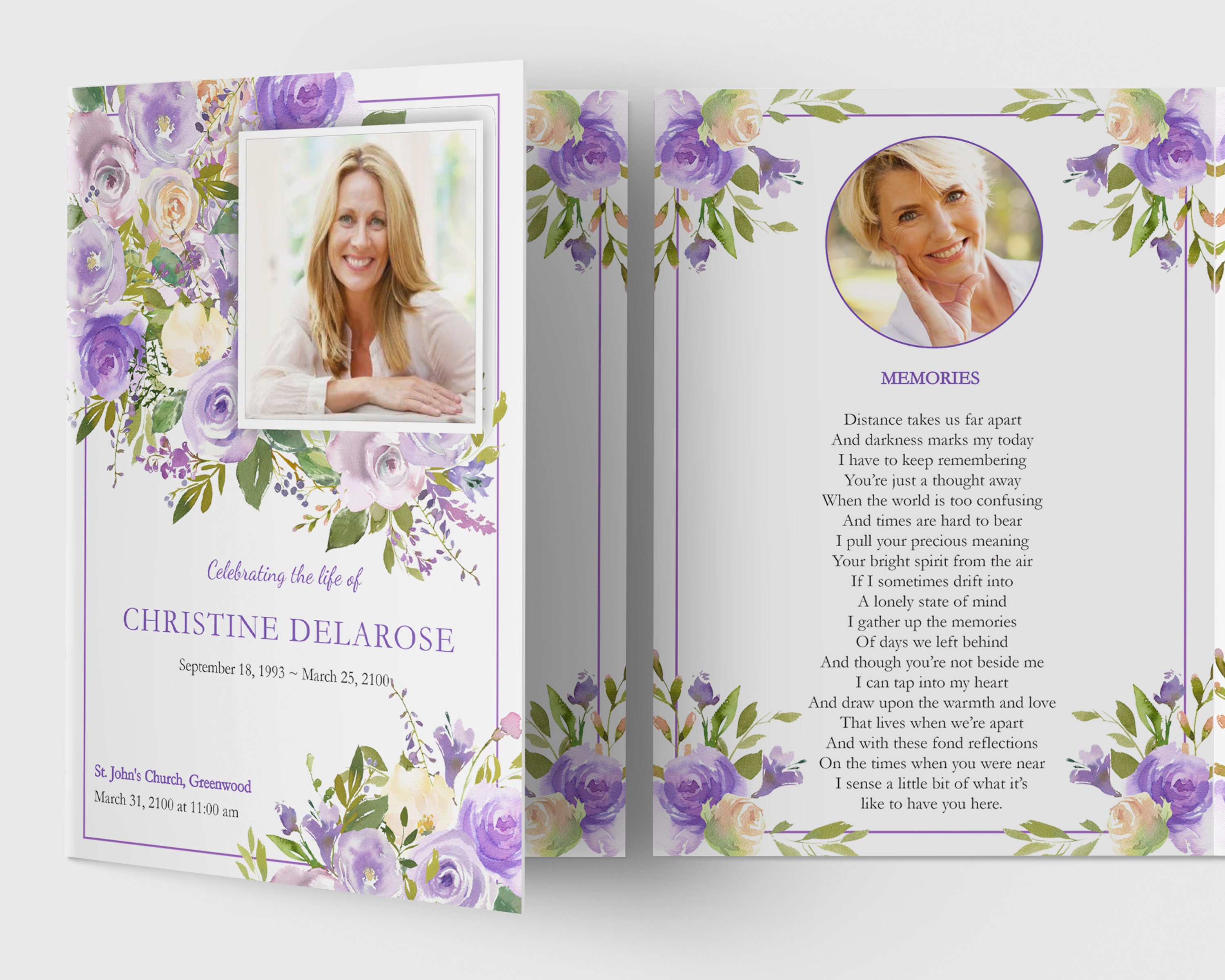 Funeral Program Template Funeral Poems Funeral Programs | Etsy