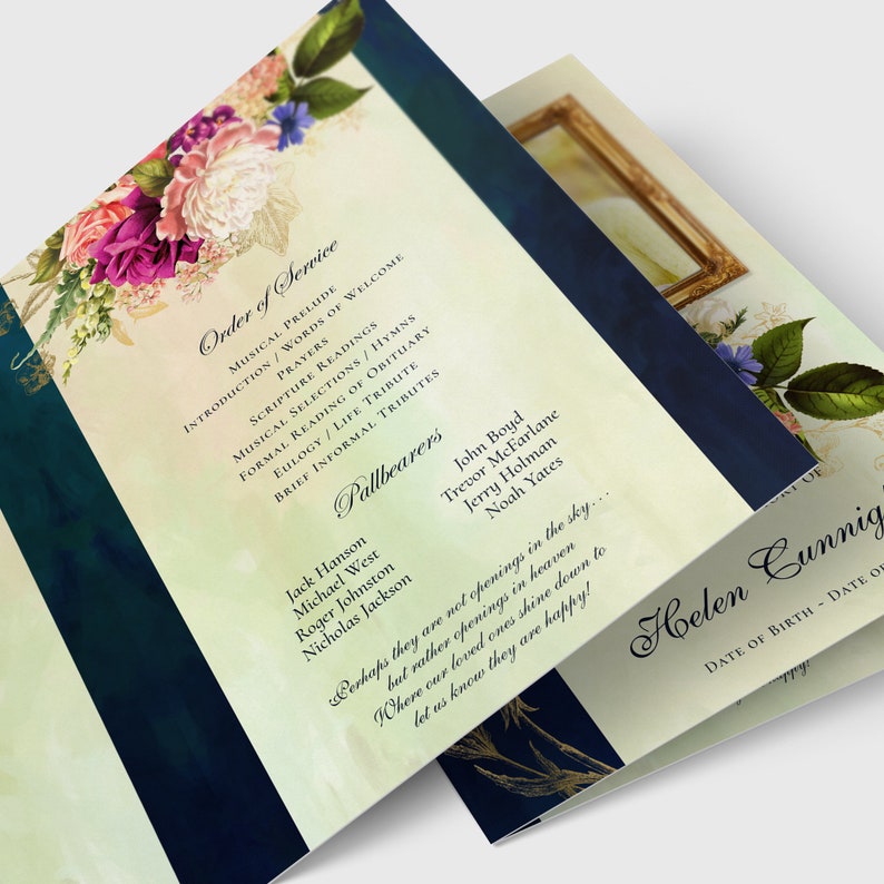 Funeral Program Template Funeral Poems Funeral Programs | Etsy