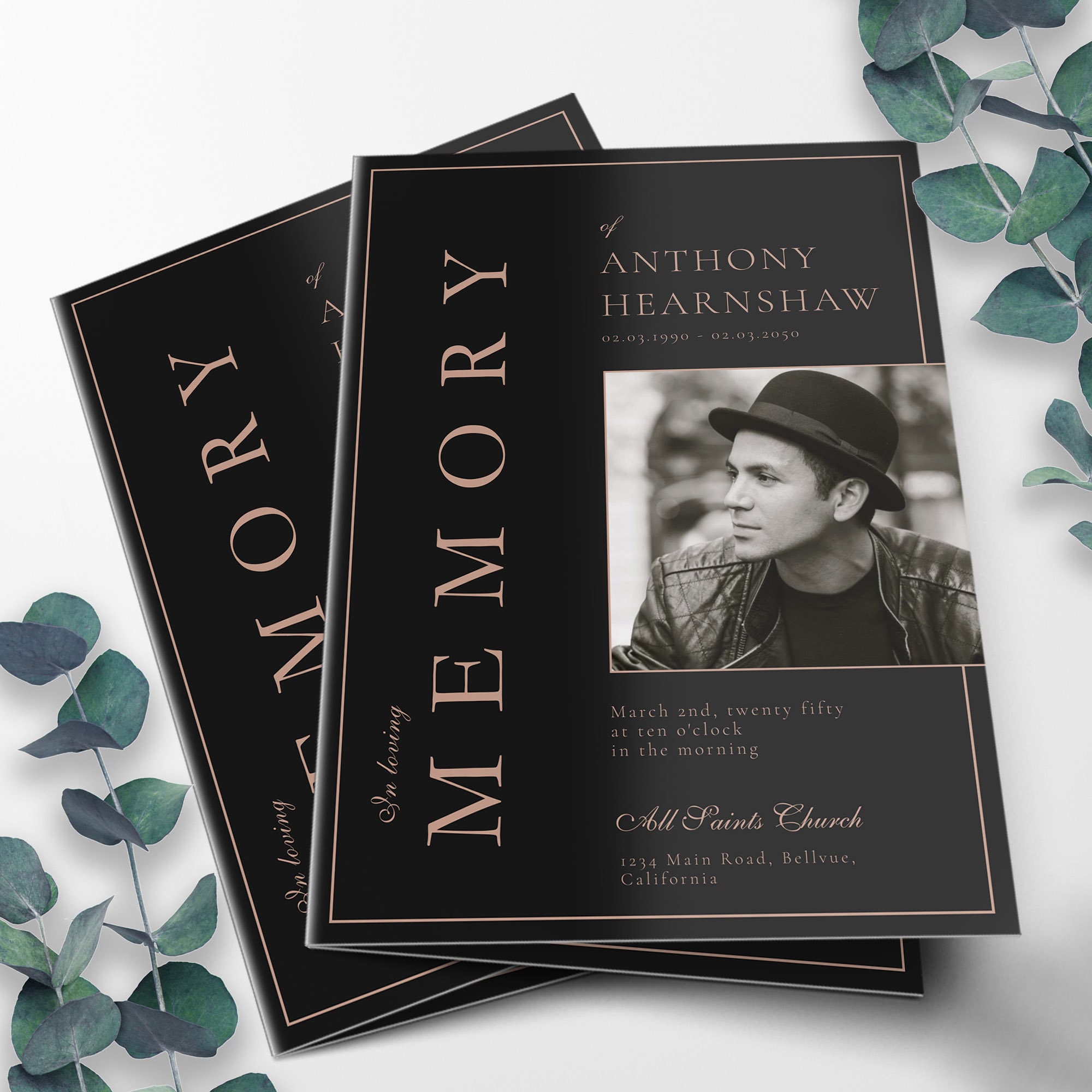 Editable Funeral Program Template, Memorial Service Template, Funeral ...