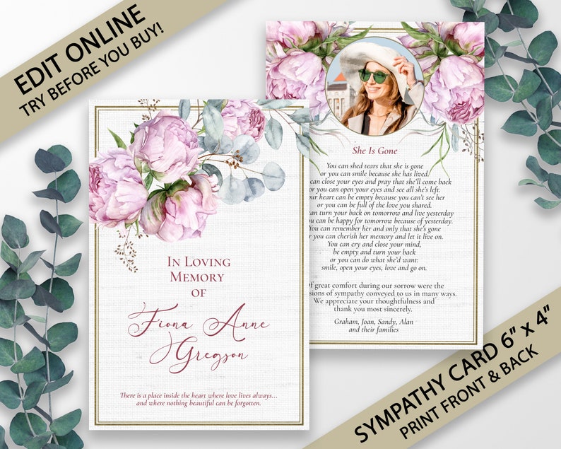 Funeral Thank You Card Template Funeral Cards Funeral - Etsy
