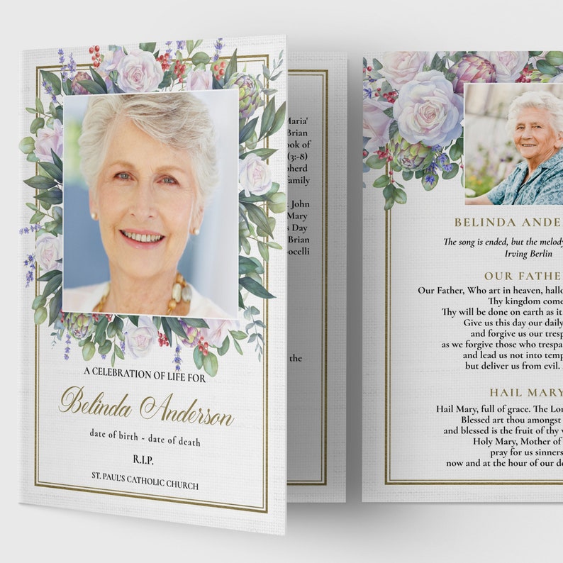 Funeral Program Template Funeral Programs Obituary Funeral - Etsy