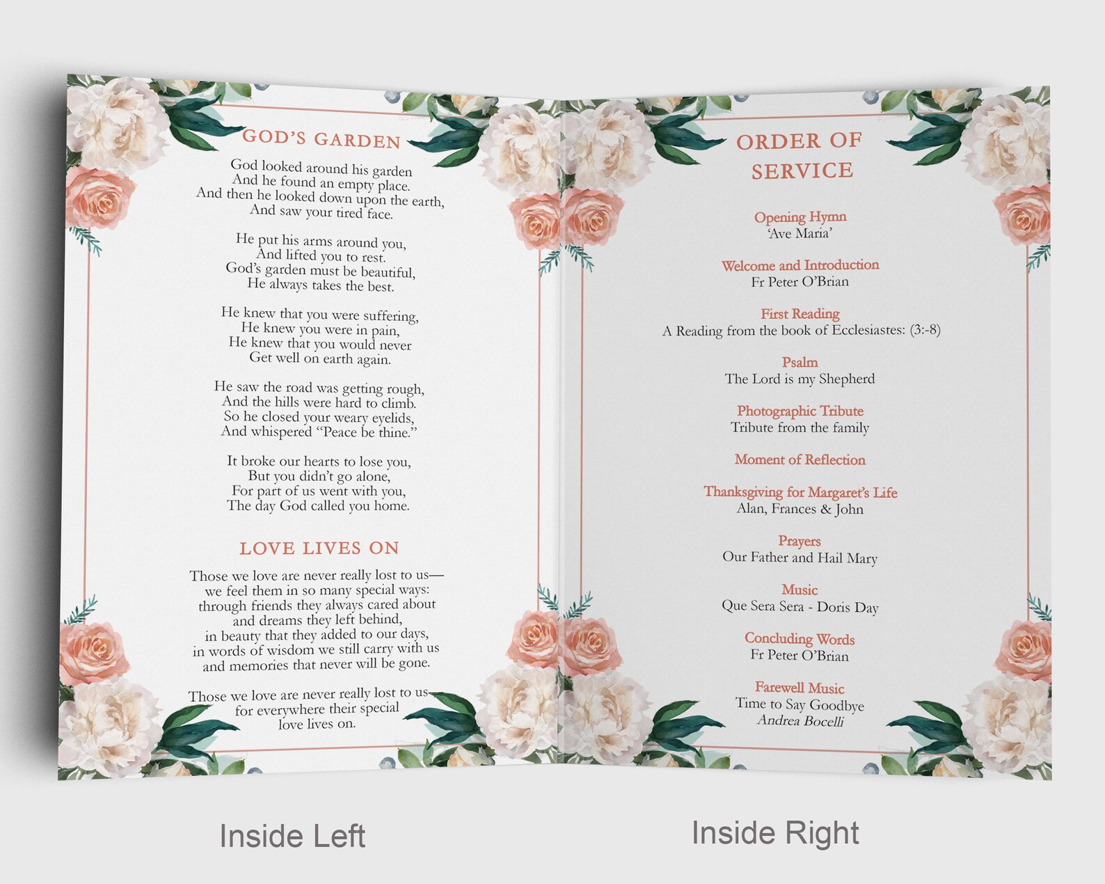 Funeral Program Template Funeral Poems Funeral Programs - Etsy