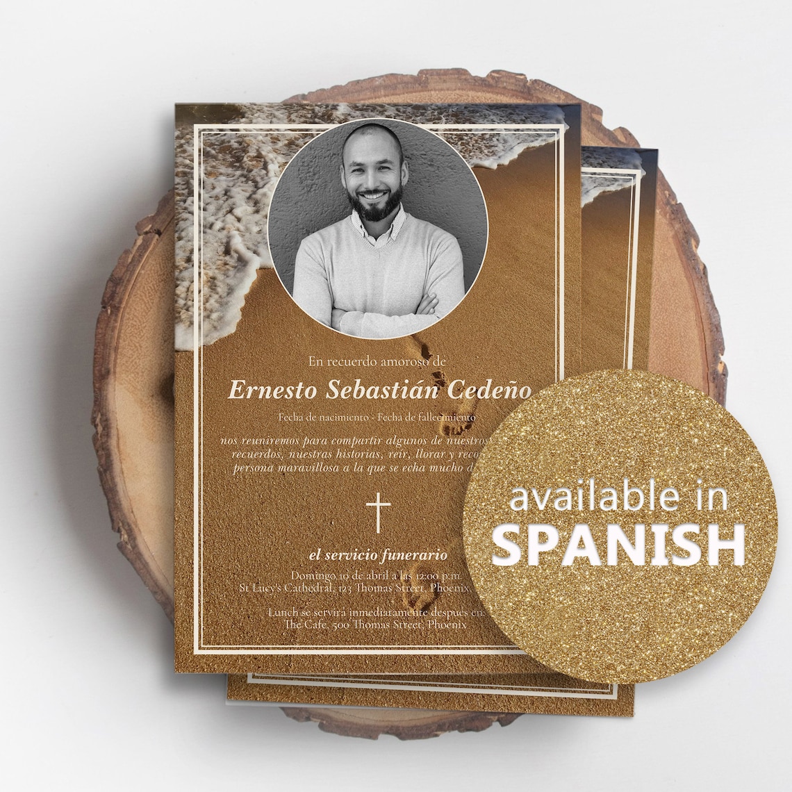Spanish Funeral Program Template, Spanish Memorial Service, Footprints ...