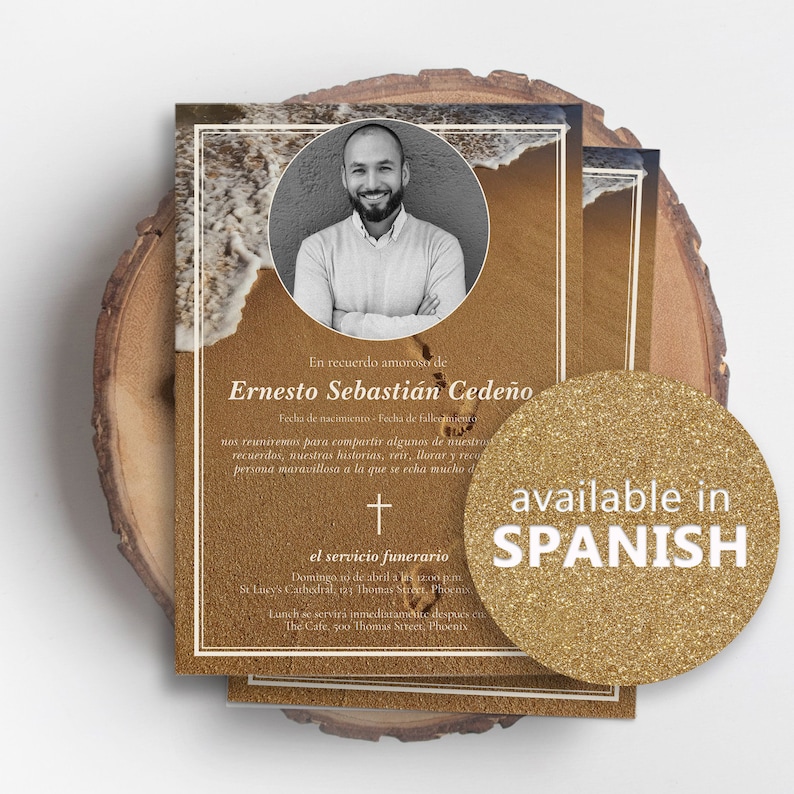Spanish Funeral Program Template, Spanish Memorial Service, Footprints ...