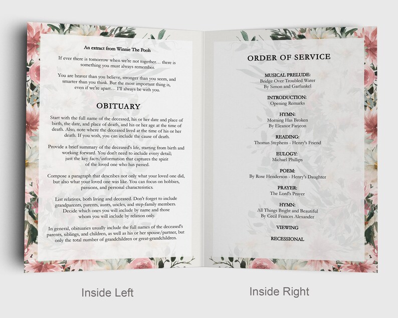 Funeral Program Template, Funeral Poems, Funeral Programs, Funeral ...