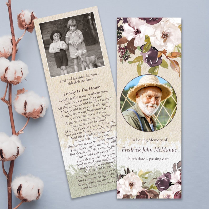 Funeral Bookmark Template Printable Celebration of Life - Etsy