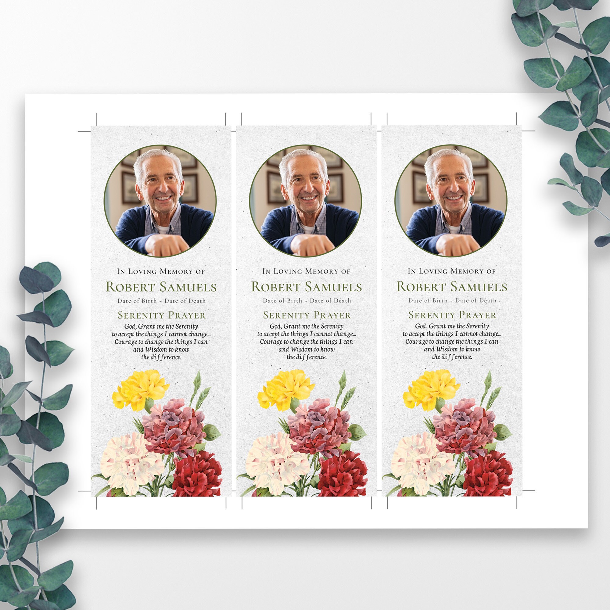 Funeral Bookmark Template Printable Celebration of Life - Etsy