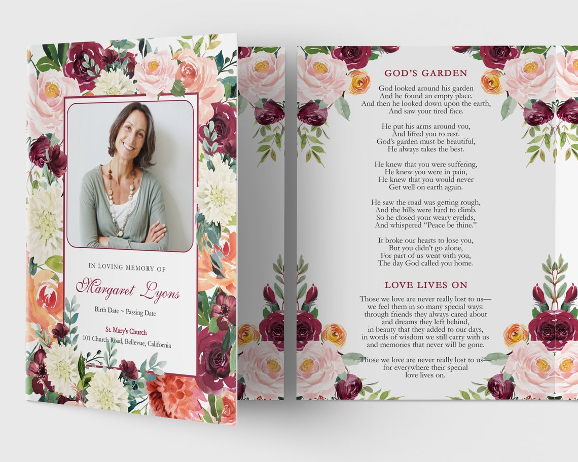 Funeral Program Template Funeral Poems Funeral Programs - Etsy Canada
