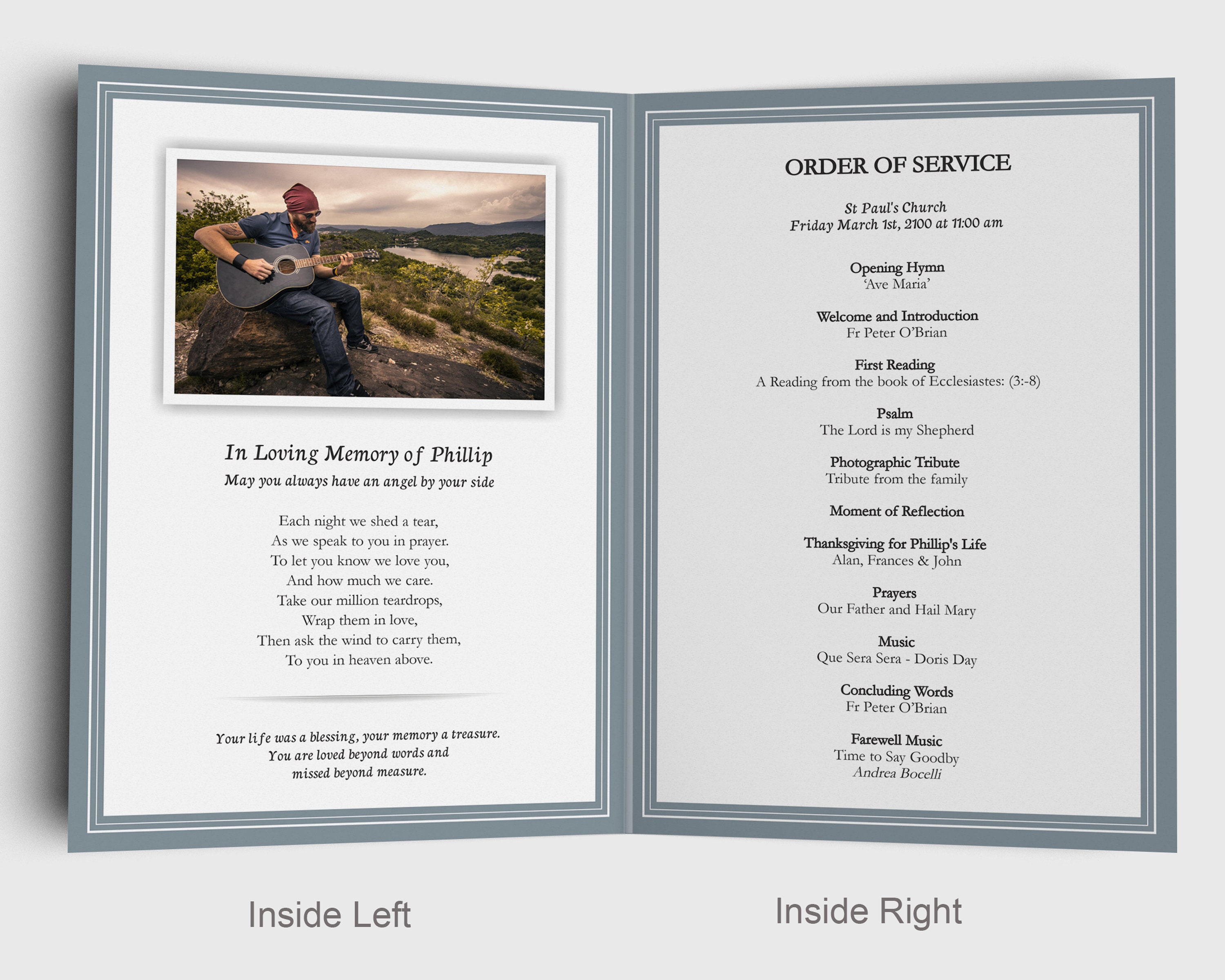 Printable Funeral Program Template | Order of Service | Celebration of ...