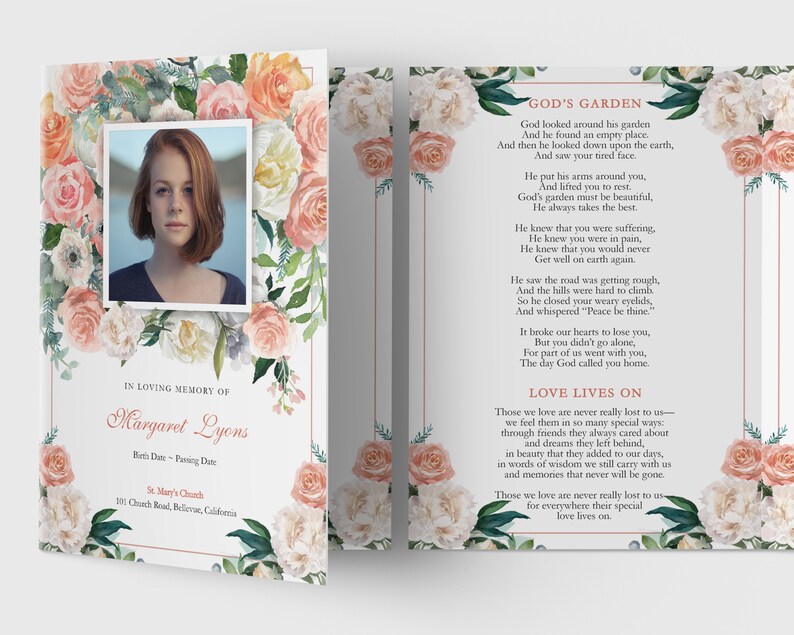 Funeral Program Template Funeral Poems Funeral Programs - Etsy