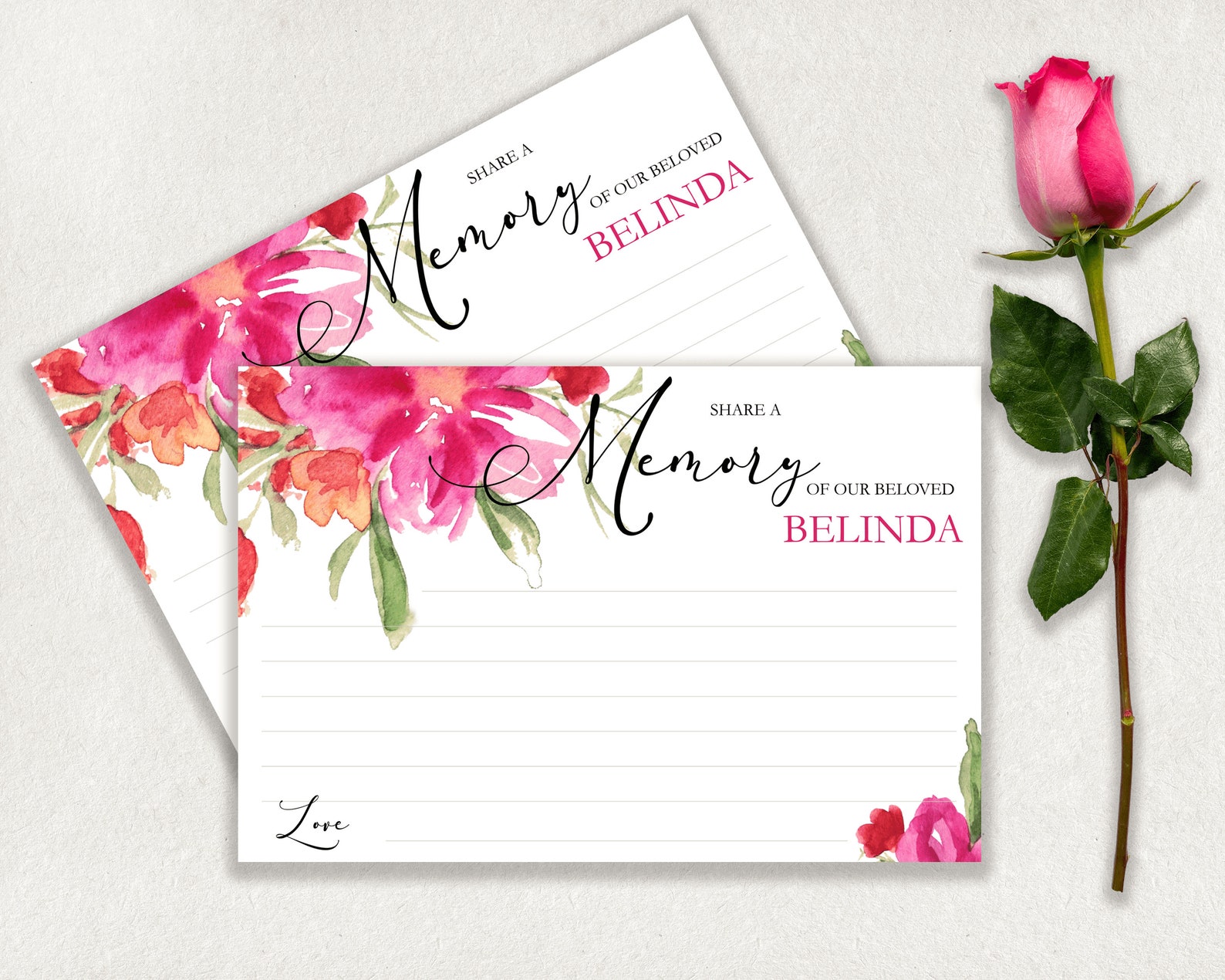 Pink Share a Memory Card Favorite Memory Cards Pink Funeral - Etsy ...