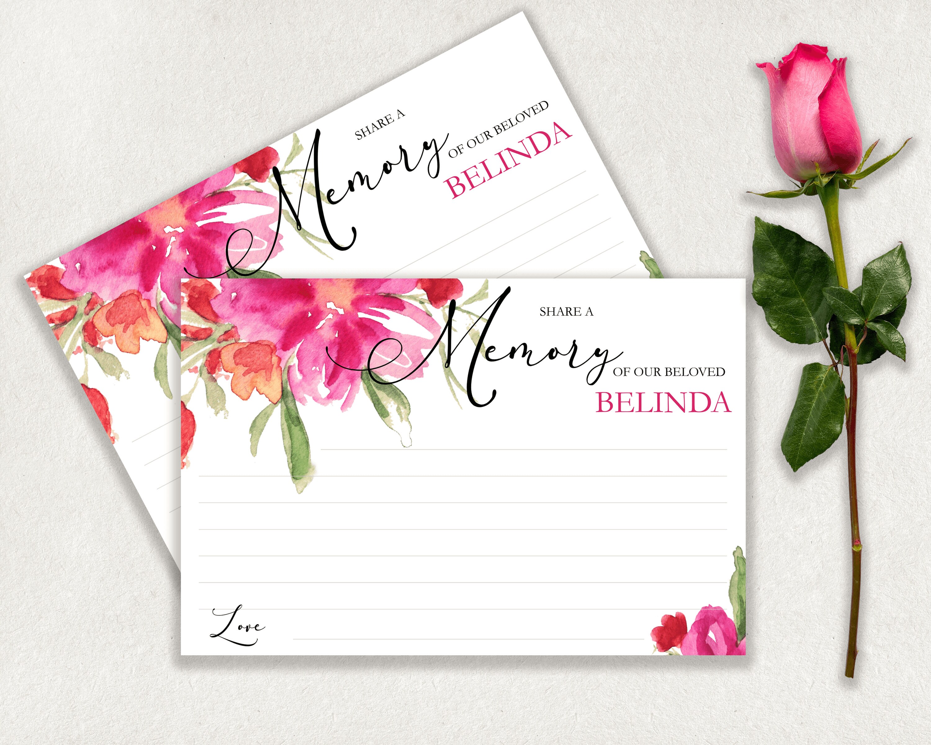 Pink Share a Memory Card Favorite Memory Cards Pink Funeral - Etsy ...
