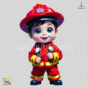 Fireman Baby Child Clipart PNG - Etsy