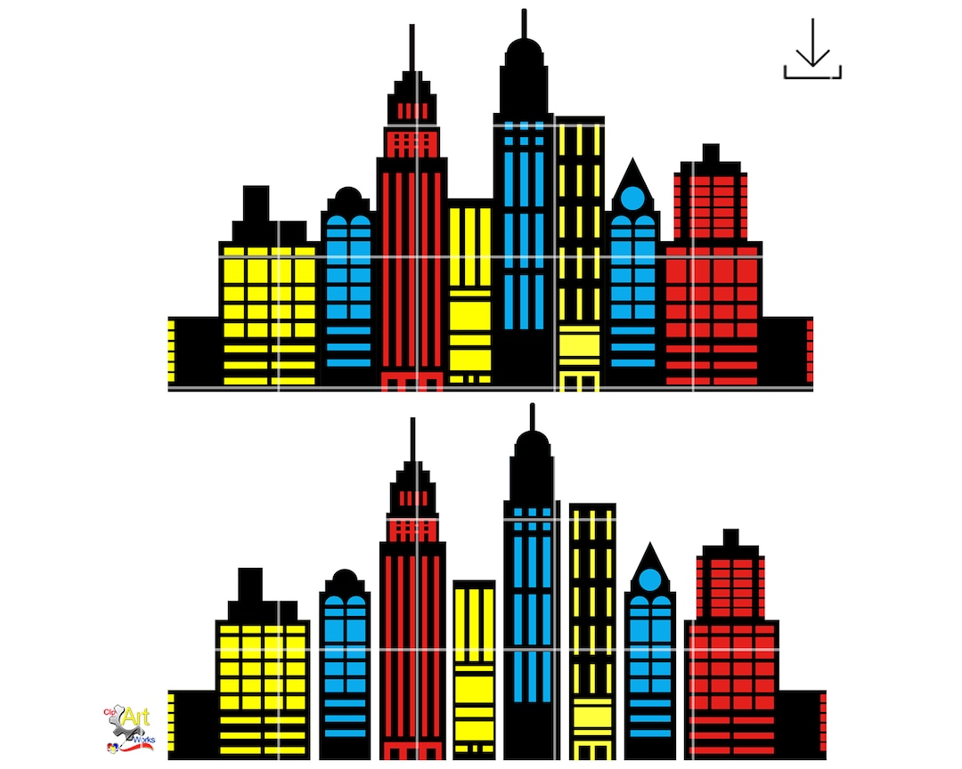 City Skyline Buildings Clipart - Etsy