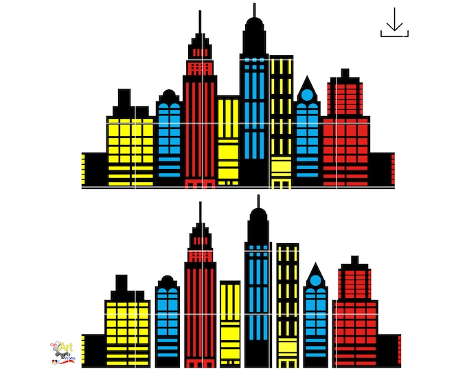 Skyline City Clipart Superhero Buildings Block Clipart and Buildings ...