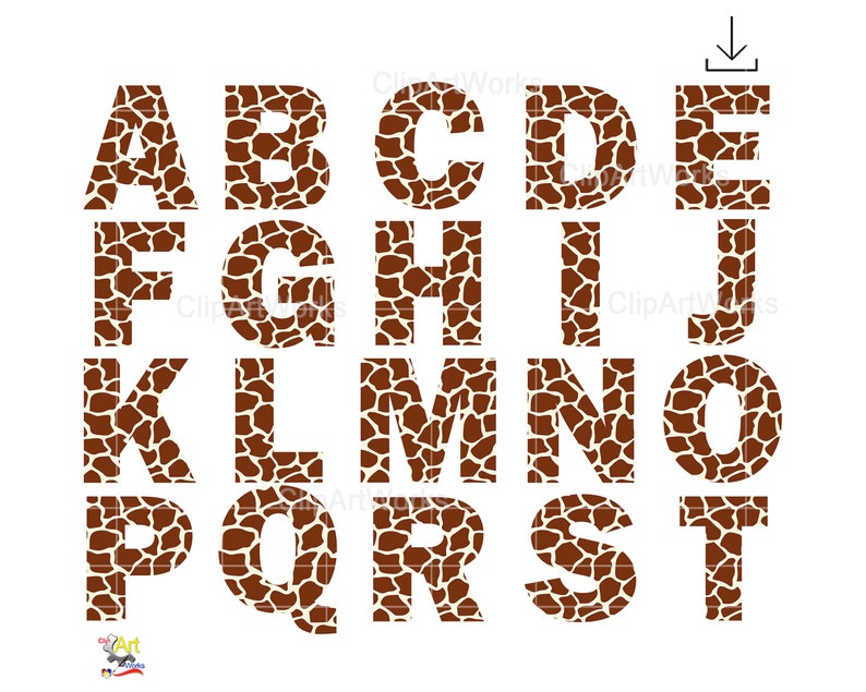 Giraffe Pattern Alphabet Clipart - Etsy