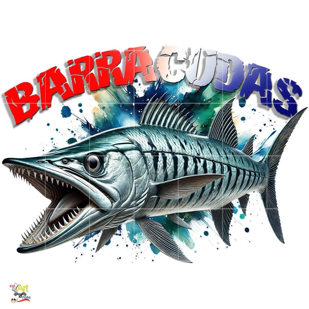 Barracuda Fish Clipart PNG - Etsy