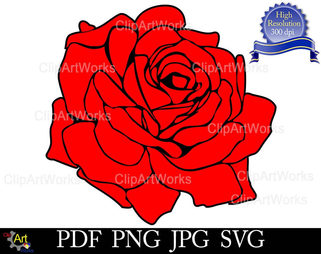 Rose Red Roses Svg Flower Floral Digital Vector Clipart Image Red Rose ...