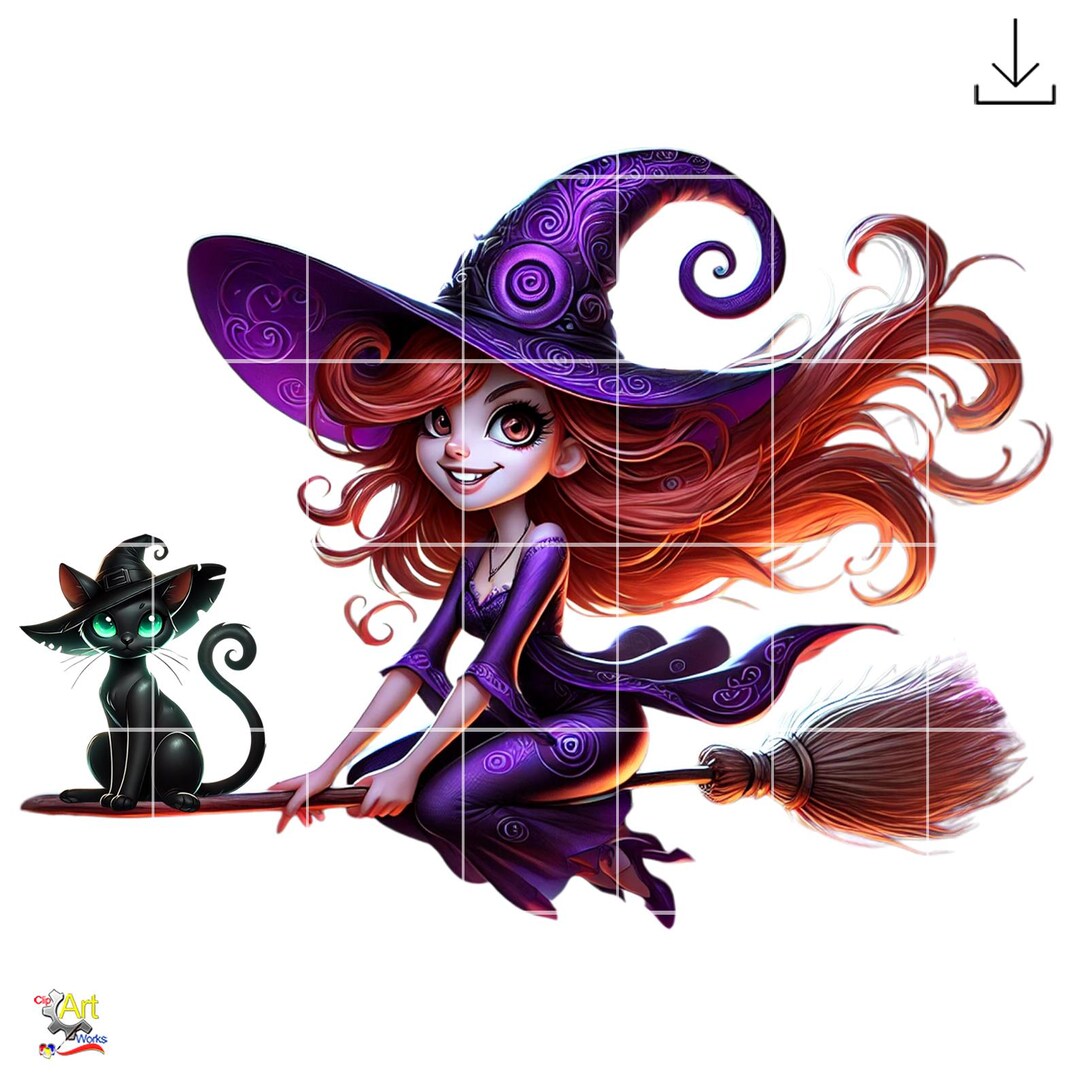 Halloween Witch Clipart - Etsy