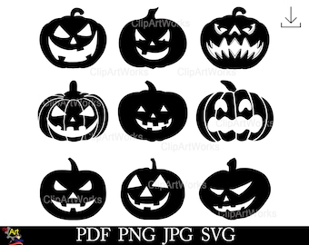 Halloween Jack-o-lanterns in Ai, Svg, Png & Jpg Formats - Etsy