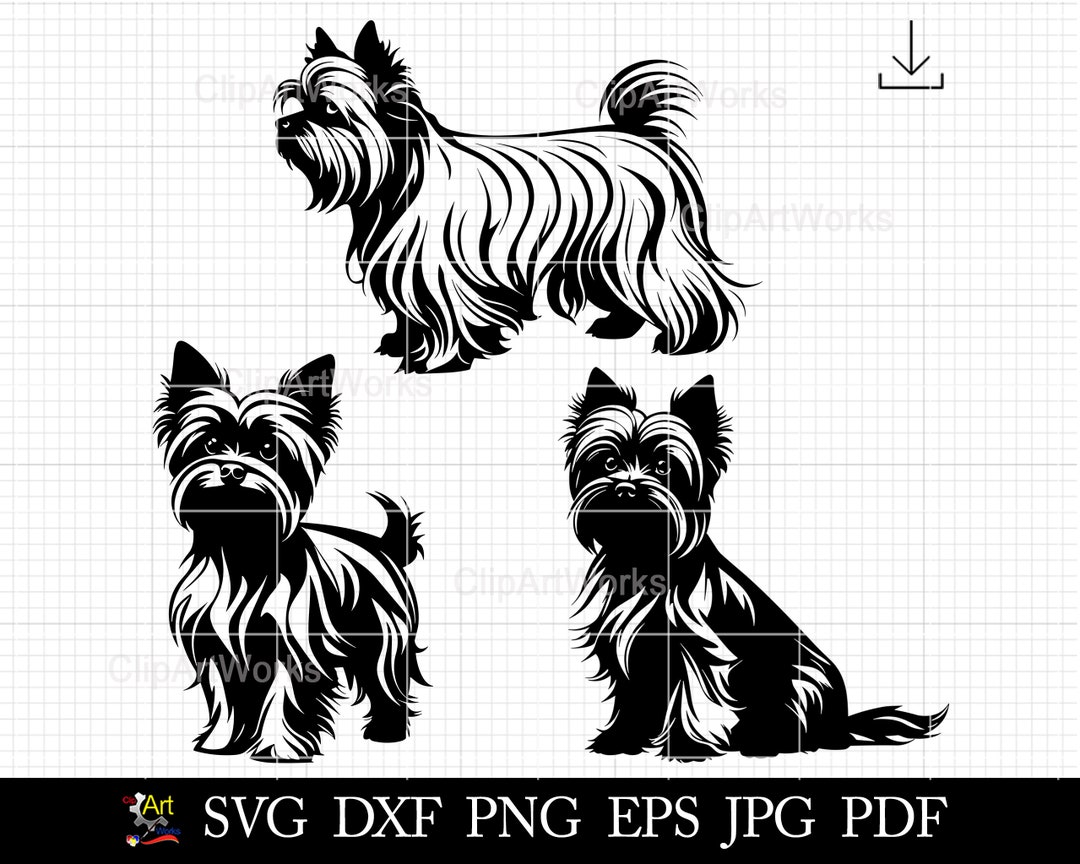 Yorkie SVG Puppy Clipart - Etsy