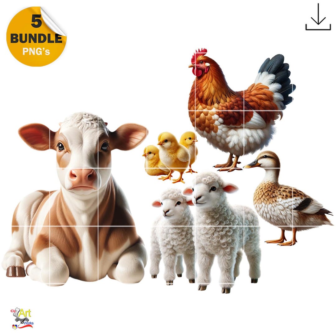 Farm Animals PNG Clipart Bundle - Etsy