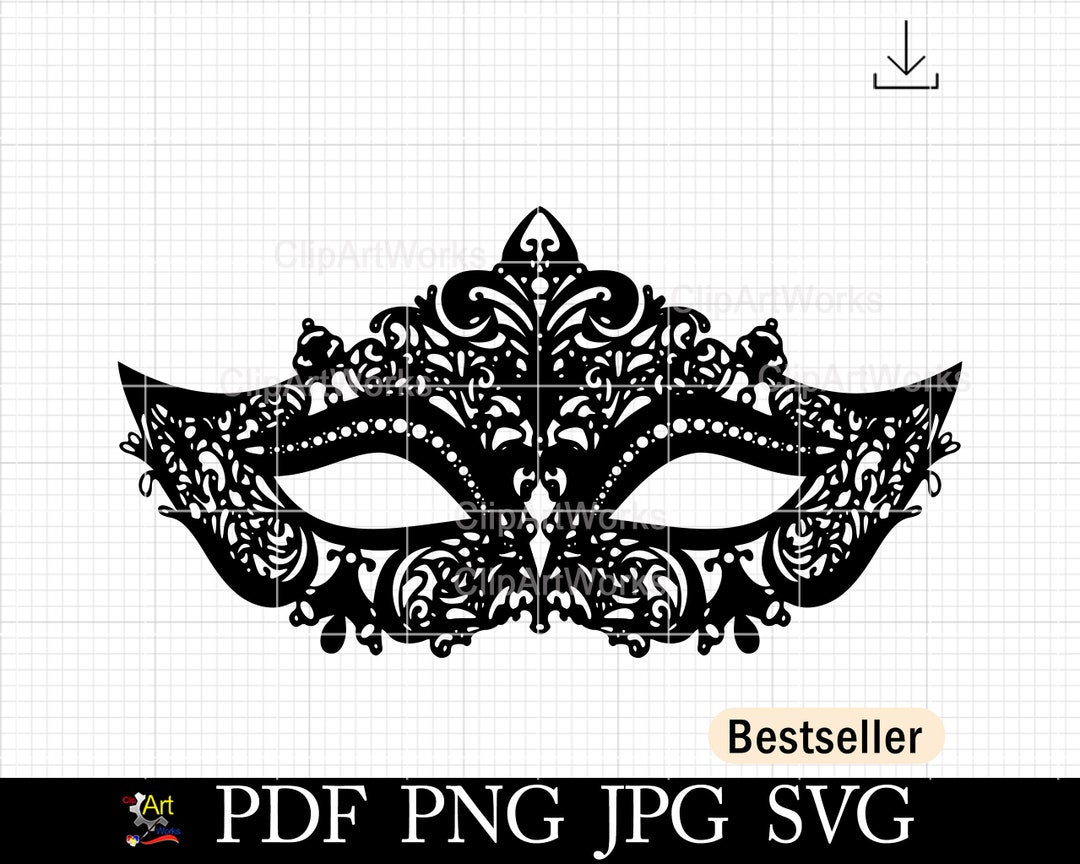 Masquerade Face Mask Silhouette SVG Clipart - Etsy