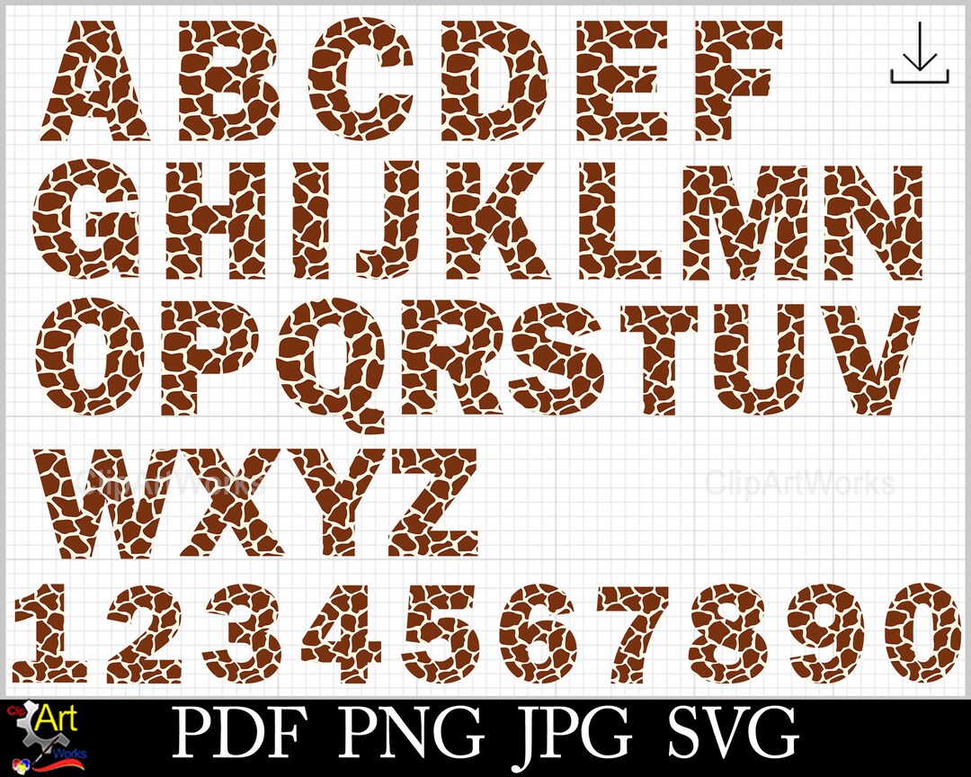 Giraffe Pattern Alphabet Clipart - Etsy