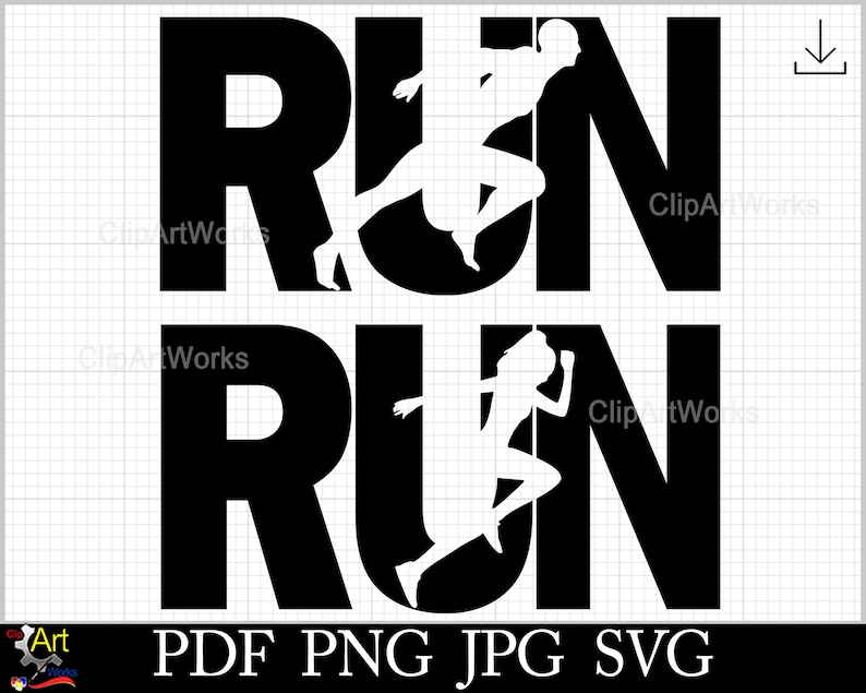 Run Male Female Clipart - Etsy