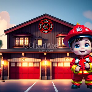 Fireman Baby Child Clipart PNG - Etsy