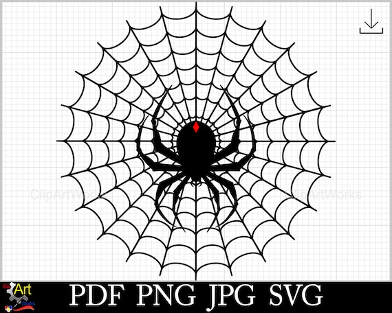 Spider and Web Halloween Clipart - Etsy