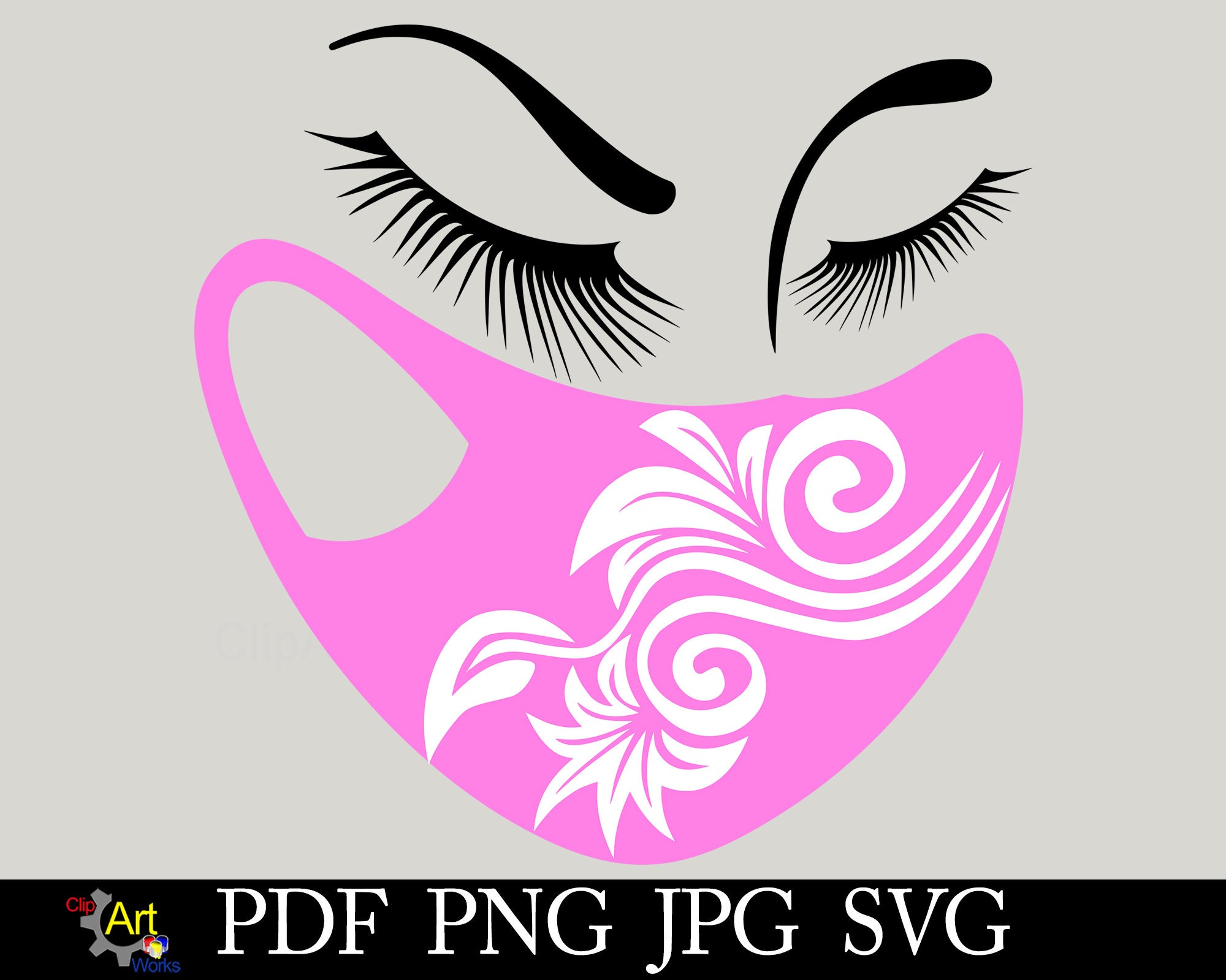 Face Mask Female SVG Clipart Image | Etsy
