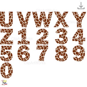 Giraffe Pattern Alphabet Clipart - Etsy
