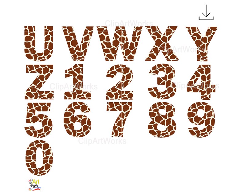 Giraffe Pattern Alphabet Clipart - Etsy