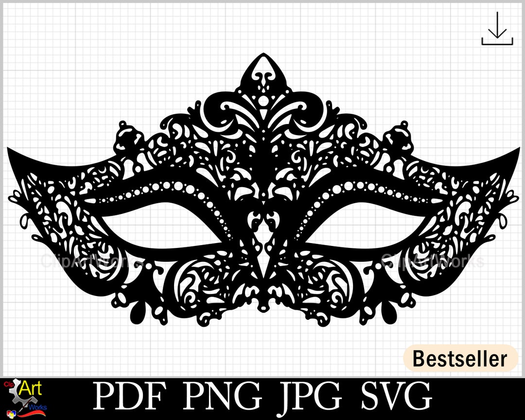 Masquerade Face Mask Silhouette SVG Clipart - Etsy