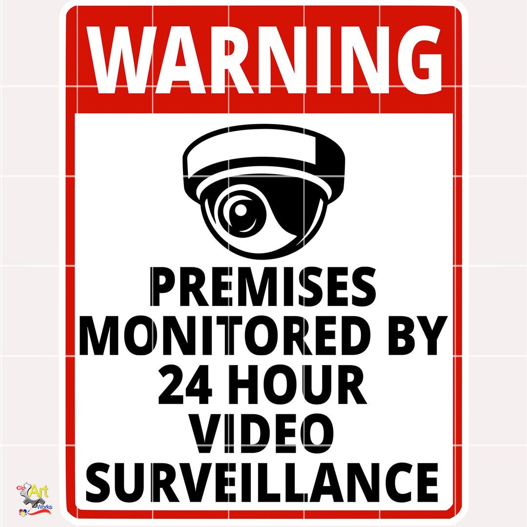 Warning Video Surveillance Sign Clipart - Etsy