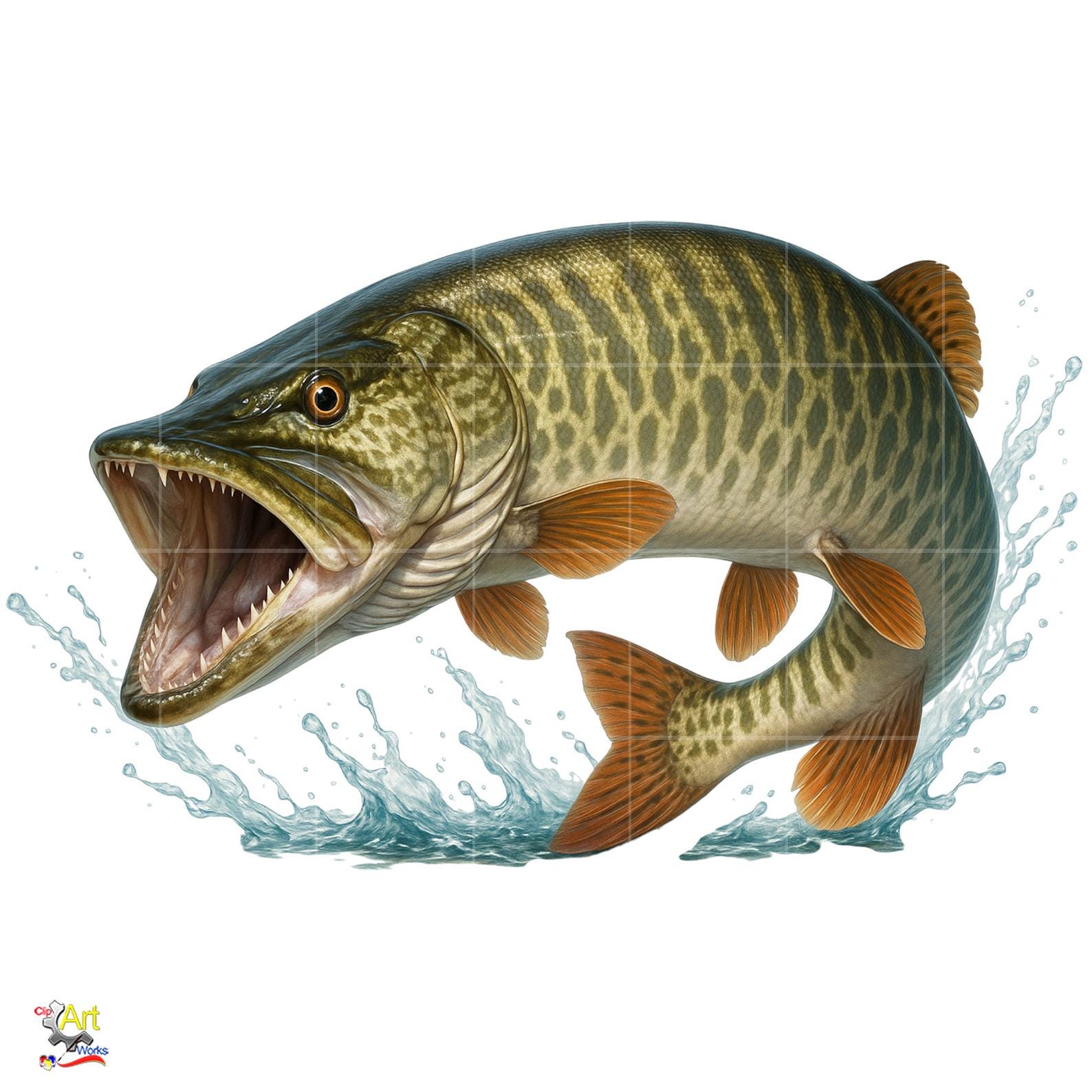 Musky Fish PNG Clipart Bundle: Muskellunge Fishing Illustration ...