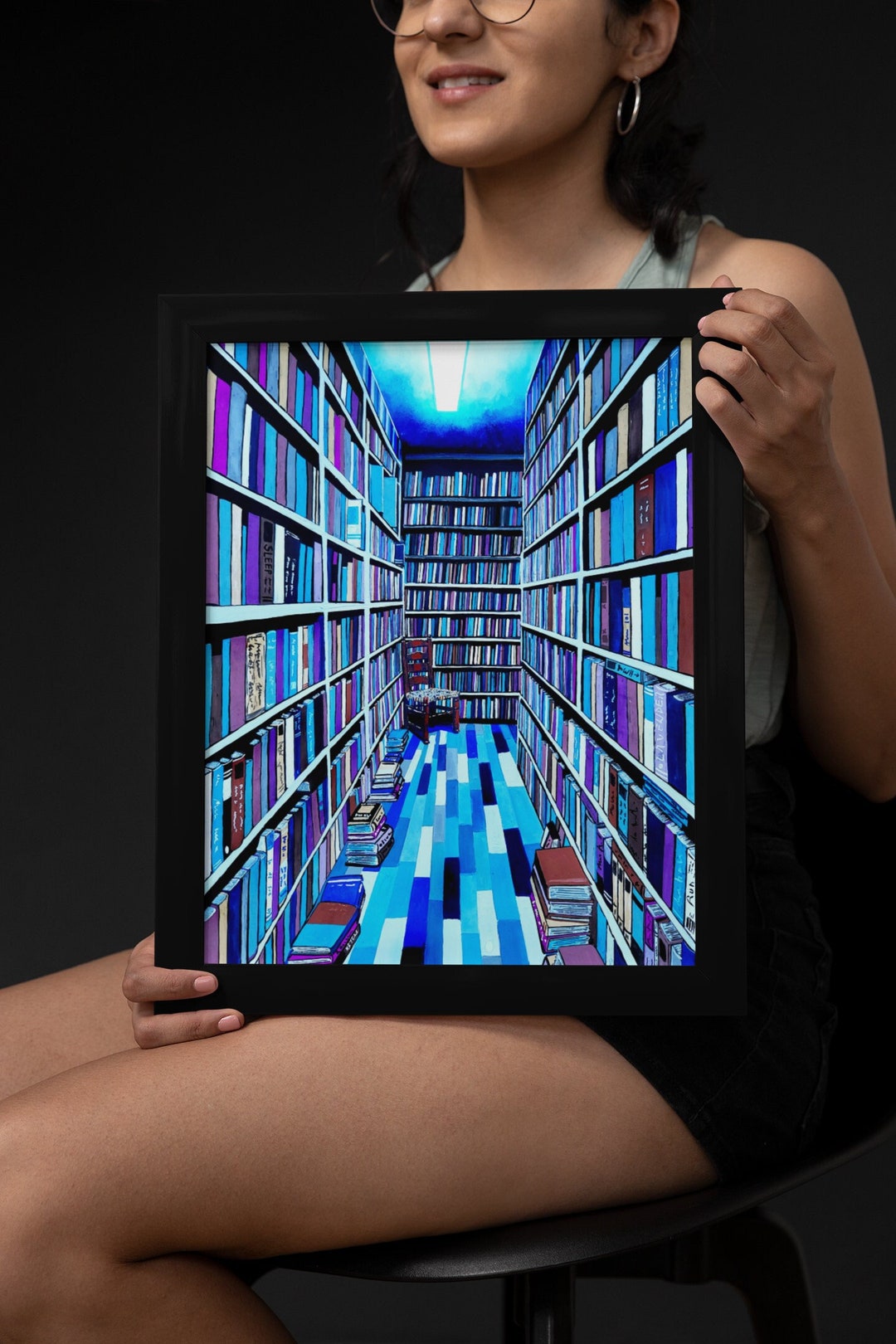 Cozy Bookshop Weird Poster - Surreal Art Print - Book Lover Gift for ...