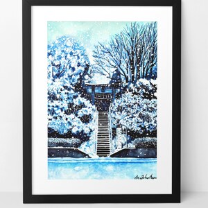 Japan Winter Art Print Dreamy Snow Watercolor Painting Ukyo-e Style ...