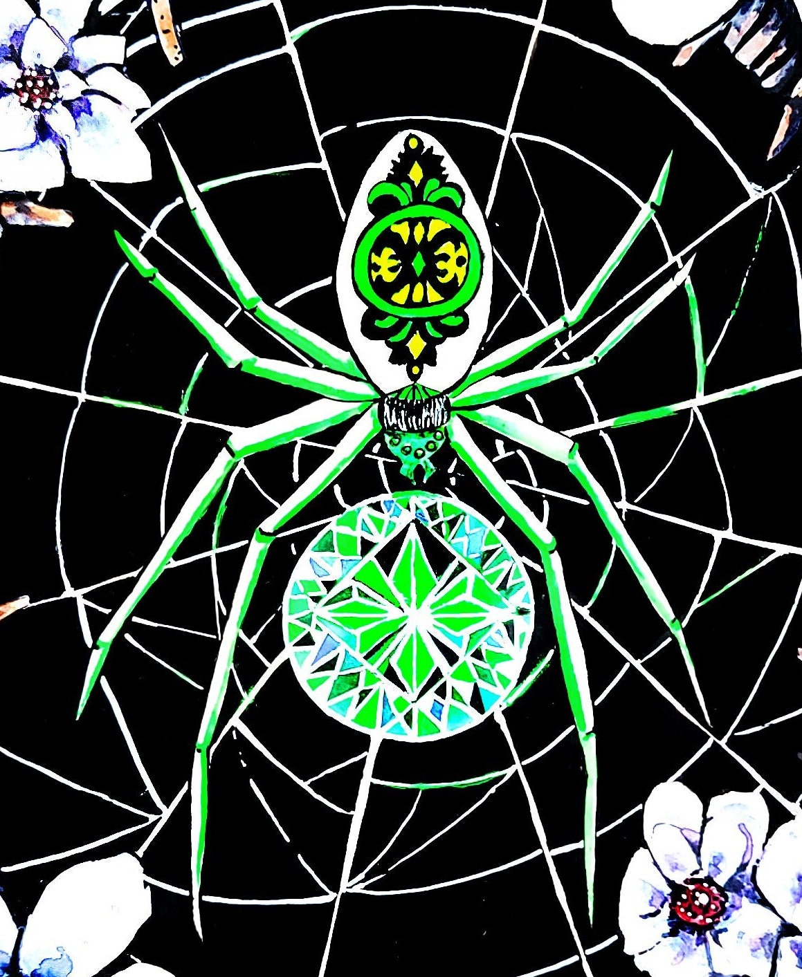 Spider Tarot Poster Dark Aesthetic Art Print Weird Green - Etsy