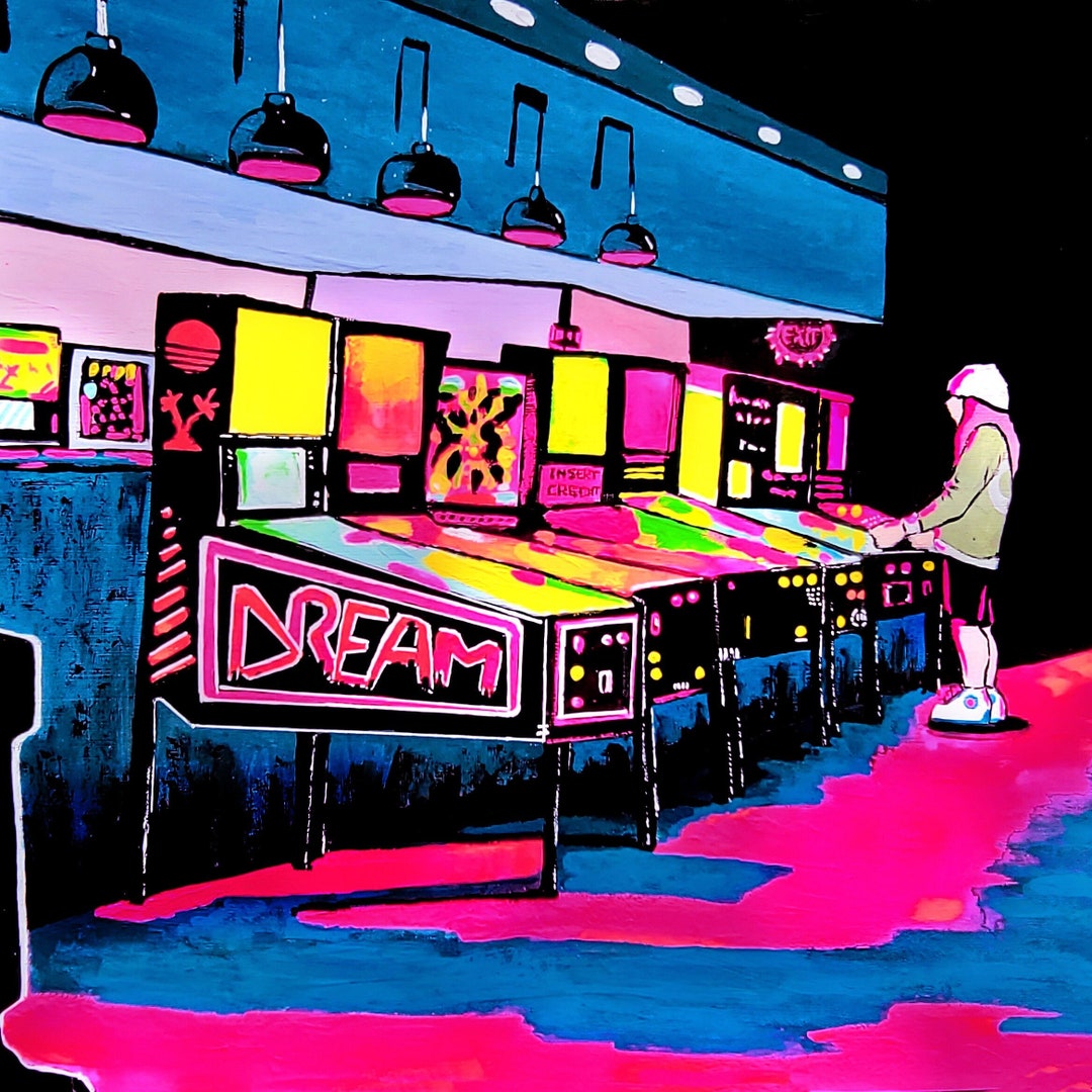 80s Arcade Art Print - Retro Arcade - Game Room Poster - 80s Neon Art ...