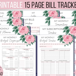 Pink Bill Tracker, Monthly Bill Tracker, Bill Organizer With Monthly ...