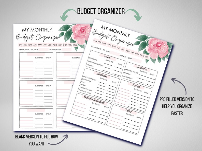 Pink Bill Tracker Monthly Bill Tracker Bill Organizer With - Etsy