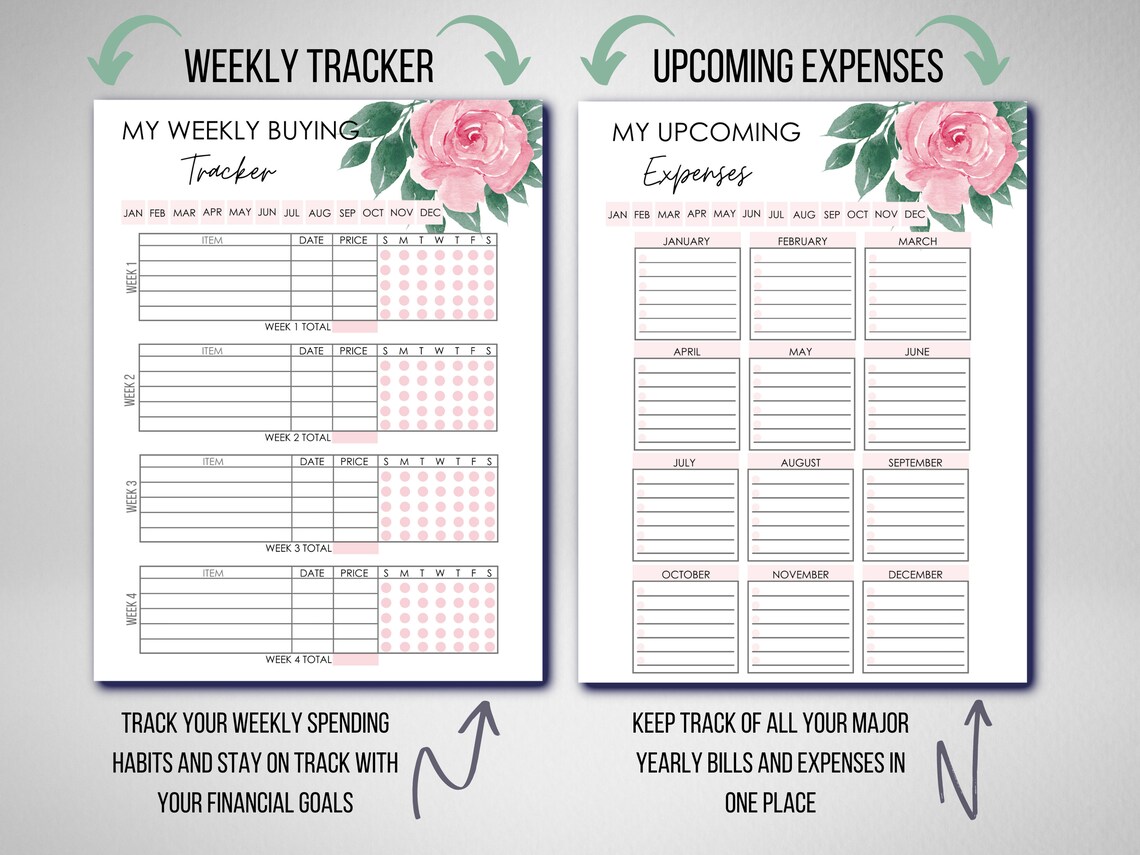 Pink Bill Tracker Monthly Bill Tracker Bill Organizer With - Etsy