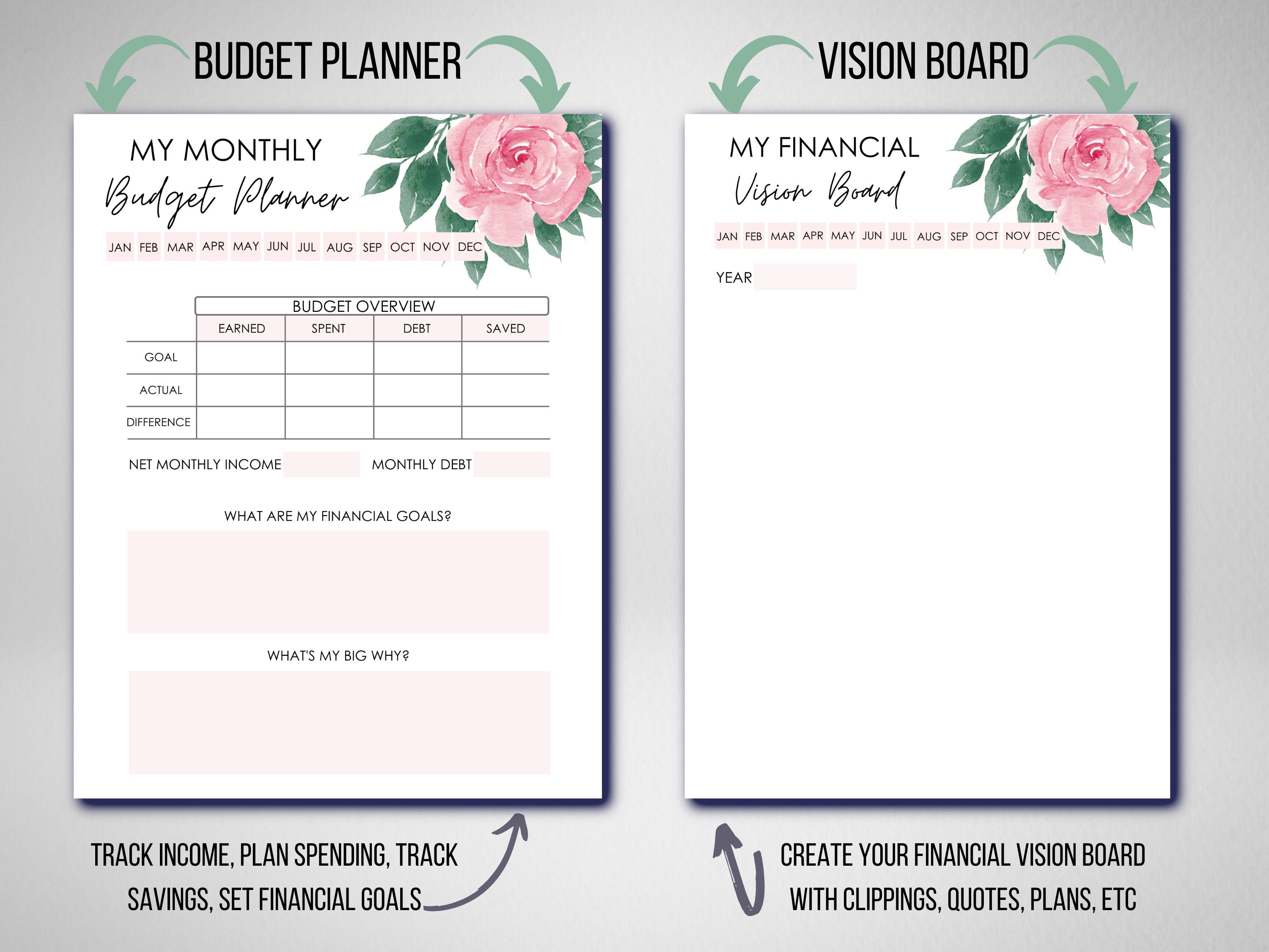 Pink Bill Tracker Monthly Bill Tracker Bill Organizer With - Etsy