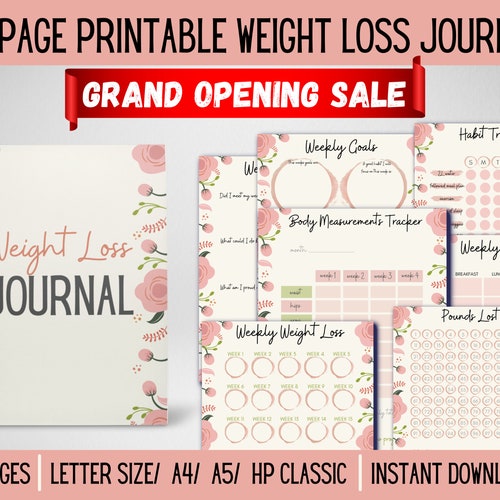 Weight Loss Journal Printable Weight Loss Tracker Instant | Etsy