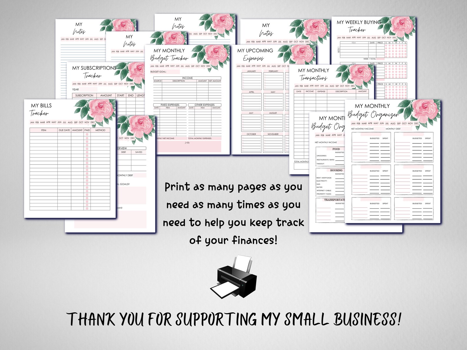 Pink Bill Tracker Monthly Bill Tracker Bill Organizer With - Etsy