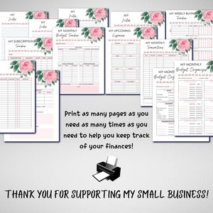Pink Bill Tracker, Monthly Bill Tracker, Bill Organizer With Monthly ...